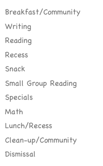 Second Grade Schedules